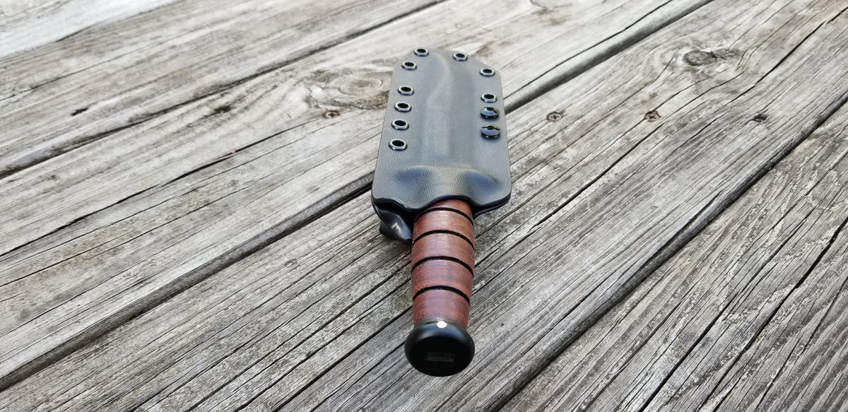 KA-BAR USMC "SHORT" knife Pancake style w/ Canted offset beltloop
